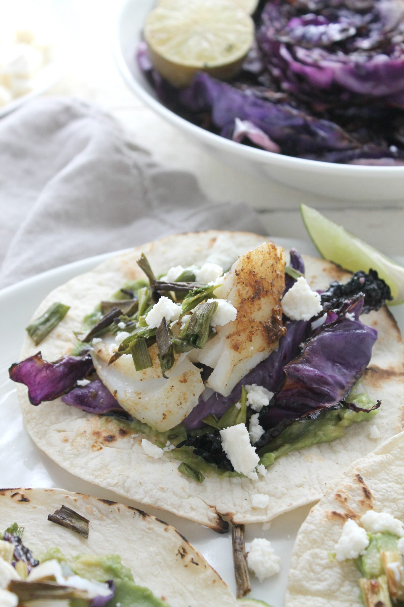 Grilled Fish Tacos with Charred Red Cabbage
